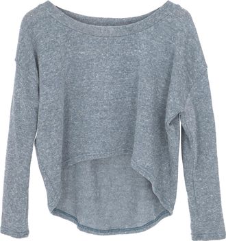 Guru Shop Kurzer Pullover, Boho Feinstrick Shirt - Blau, Damen, Baumwolle, Size:XL