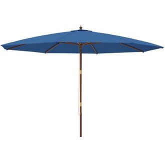 vidaXL Parasol de jardin avec m&acirc;t en bois bleu azur&eacute; 400x273 cm vidaXL