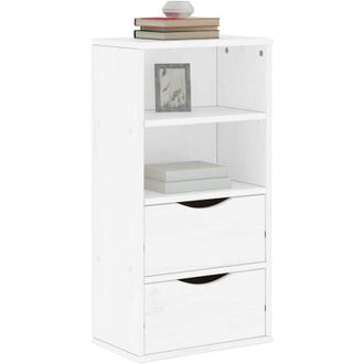 vidaXL Vidaxl - Armoire lat&eacute;rale ODDA blanc 40x24x79 cm en bois massif de pin - 2 tiroirs et 2 &eacute;tag&egrave;res - Construction robuste et stable