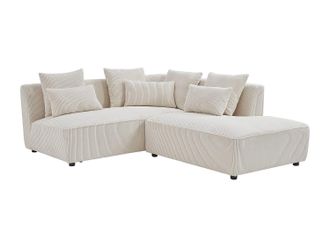 Vente-Unique Ecksofa mit Ottomane rechts aus beigem Cord MECODI