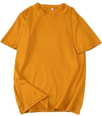 Generic Chemise unie à manches courtes pour femme, coupe classique, couleur unie, col rond, manches courtes, t-shirt pour la vie quotidienne, cadeaux de Noël,