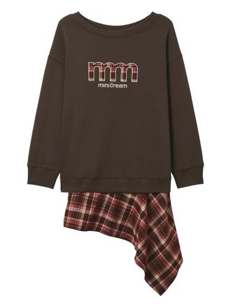 Mini Cream sweat &agrave; carreaux - Marron