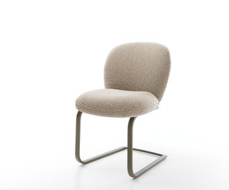 DELIFE Freischwinger Nube-Flex Boucl&eacute; Schlamm Freischwinger flach Effektfinish Titan Taschenfederkern, Esszimmerst&uuml;hle