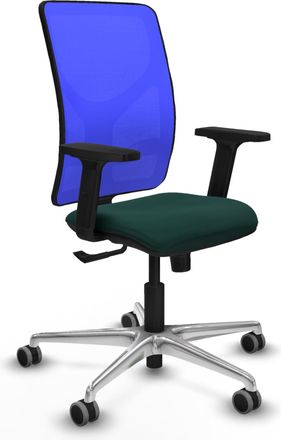 Piqueras y Crespo B&uuml;rostuhl mit 2D-Armlehnen, h&ouml;henverstellbare Lendenwirbelst&uuml;tze, ausgestattet mit 3 Positionen und Schneideschaum, Blau/Flaschengr&uuml;n