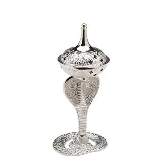 NKlaus R&auml;uchergef&auml;&szlig; Kobra gro&szlig; Messing vernickelt Schlange Oriental Weihrauchfass f&uuml;r Weihrauch R&auml;ucherwerk 7655