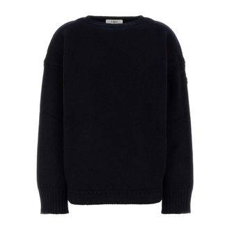 Chlo&eacute; Femme, Pulls, Bleu, Taille: 38 FR Pull logo en maille de laine et cachemire