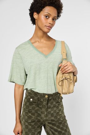 Gerard Darel T-shirt ample &agrave; col V en lin - GRETA - Lychen