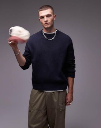 Arket Oversize-Pullover aus Wollmix in Blau