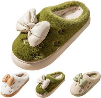 Generic Pantoufles pour femme en forme de papillon avec noeud - Semelle épaisse et douce - Pour lhiver - Chaudes - Confortables - Légères - Antidérapantes - P