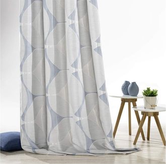 Heimtexland Ösenschal Dekoschal Silber blau Blickdicht 245 x 140 cm Gardine modern aus hochwertigem Jacquard Gewebe Vorhang Typ560
