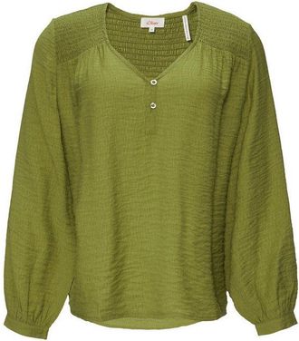s.Oliver Langarmbluse Bluse Strukturierte Bluse aus Viskosemix mit Smok Details