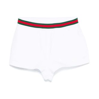 Gucci Wei&szlig;e Shorts mit Elastischem Bund und Webdetails - - Shorts - Damen - Wei&szlig; - S