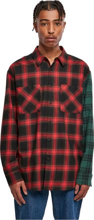 Urban Classics Herren Oversized Mix Check Shirt Black/red/Green, XL