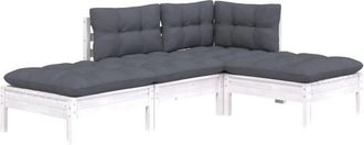 vidaXL Vidaxl - Salon de jardin 4 pcs avec coussins en bois de pin massif - Dimensions canap&eacute; 63,5 x 63,5 x 62,5 cm - Capacit&eacute; 110 kg par si&egrave;ge