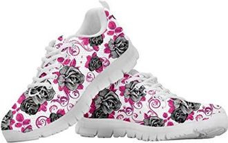 CHAQLIN Chaussures de course fantaisie &agrave; imprim&eacute; floral pour femmes et filles - Baskets de sport en maille l&eacute;g&egrave;re, Motif 1, 47 EU