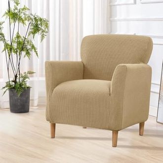 Shanna Housse de fauteuil extensible : 1 housse de fauteuil tricotée imperméable du milieu du siècle avec tiges en mousse, pour salon, chambre à coucher (kak