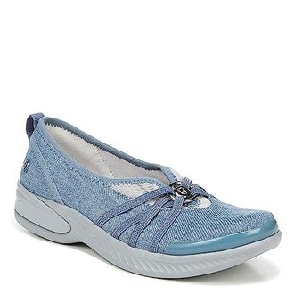 Life Stride BZees Womens Niche Slip-on Comfort Ballet Flat,Washed Denim Fabric,6.5