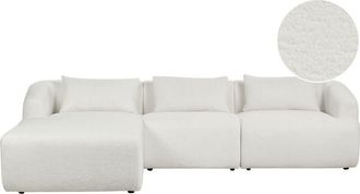 Beliani Ecksofa Cremeweiß Bouclé L-förmig 3-Sitzer Sofa mit Chaiselongue Rechtsseitig Wohnzimmermöbel Modern Wohnzimmer Ausstattung Wohnecke Sitzecke
