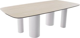 DELIFE Esszimmertisch Edge Boot Keramik Travertin Natur 240x120 Pilier Metall Weiß