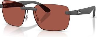 Ray-Ban Rb4470 Polarized Ultra Lenses Sonnenbrillen Sand Grau Fassung Rot Glas Polarisiert 59-16