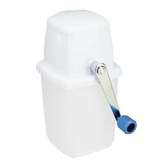 Relaxdays Eiscrusher, manuelle Eism&uuml;hle, mit Handkurbel, Barzubeh&ouml;r, Crushed Ice f&uuml;r Cocktails, Longdrinks, wei&szlig;/blau