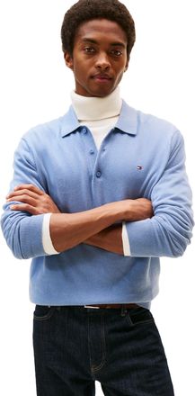 Tommy Hilfiger Herren-Poloshirt, Baumwolle, Kaschmir, lang&auml;rmelig, Brisk Blue, XL