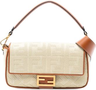 Fendi Hobo Bags - Zucca Embroidered Raffia Baguette Satchel - Gr. unisize - in Braun - f&uuml;r Damen