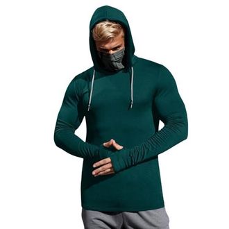 Generic T-shirt &agrave; capuche pour homme - Manches longues - Respirant - Haut dentra&icirc;nement pour la course &agrave; pied, la gym, les loisirs - En polaire fine - Confort
