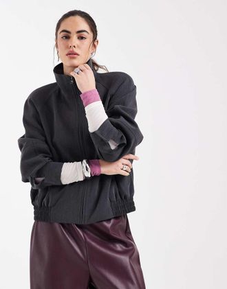Asos Bomber ajust&eacute; &agrave; &eacute;paules soulign&eacute;es - Anthracite-Gris