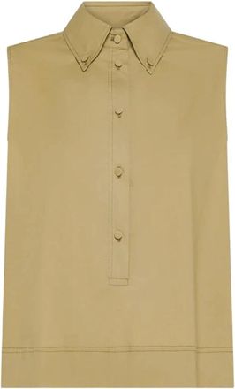 Seventy Femme, Blouses et Chemises, Beige, Taille: 36 FR Camicia smanicata in popeline stretch
