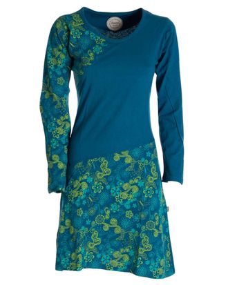 vishes Damen Langarm Kleid I Gr&ouml;&szlig;e 38 I Handgefertigt aus 100% Baumwolle I Stylisches Mini-Kleid f&uuml;r Freizeit & Alltag zu jeder Jahreszeit I Nachhaltige Alte