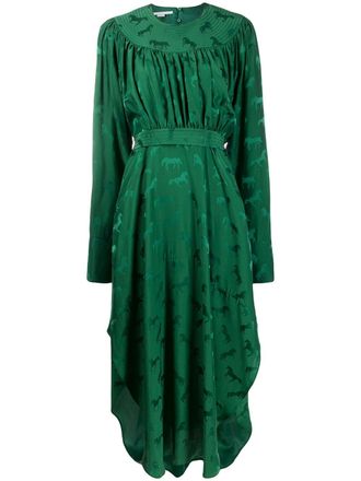 Stella McCartney robe mi-longue en jacquard - Vert