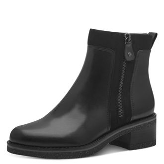 Marco Tozzi Damen Stiefeletten mit Absatz mit Lederanteil Blockabsatz, Schwarz (Black Nappa), 40 EU