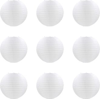 ACVIP Lampions Laternen aus Stoff Kugel-Form Lampenschirm Hängedeko Weiß (20cm)