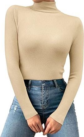 Generic sous Pull Femme Haut Thermique Femme sous Pull Thermique Femme Doux Glamour Top Col Montant Ajust&eacute; Manches Longues en Polaire Double Face sous Pull L&eacute;