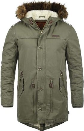 Indicode IDPulsoor Homme Veste dhiver Parka doubl&eacute;e avec Doublure et Capuche en Peluche Poches &agrave; Rabat M&eacute;lange de Coton Regular Fit, Taille:3XL, Couleur:Army (