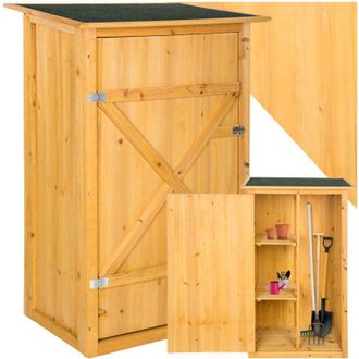 TecTake Tectake - Armoire de jardin adoss&eacute;e Taman 75 x 56 x 118 cm - marron