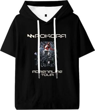 Generic M. Pokora Adrenaline Tour T-shirt &agrave; capuche Femmes Hommes Mode T-shirt &agrave; manches courtes Casual Streetwear Tops, Noir, M