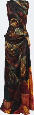Dries Van Noten Bedruckte Robe aus Seidensatin