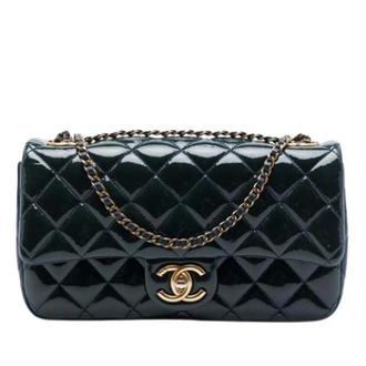 Chanel Sac bandouli&egrave;re matelass&eacute; en cuir verni Pre-owned - Femme - Pre-owned - Bleu - Taille: ONE Size
