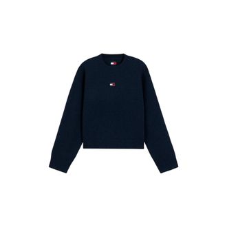 Tommy Jeans Fluffy Badge Pullover - - Knitwear - Damen - Blau - 2XS