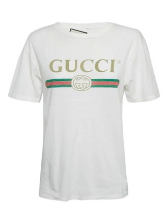 Gucci t-shirt fleuri &agrave; logo imprim&eacute; - Blanc