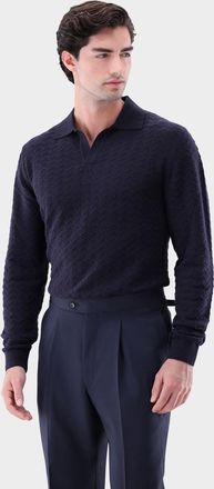 van Laack Poloshirt gestrickt mit V-Neck und Struktur