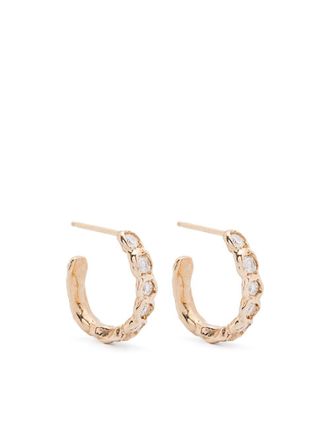 Fie Isolde boucles doreilles Alfa en or 14ct pavées de diamants - Jaune