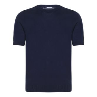 Malo Homme, Pulls, Bleu, Taille: L Pull Bleu en Tricot &agrave; Manches Courtes