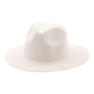 Generic Chapeau Fedora Panama unisexe pliable - Chapeau de soleil en paille r&eacute;glable &agrave; large bord pour homme et femme, casquette de plage pliable pour voyage,