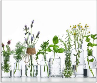 Artland ARTland Spritzschutz Küchenrückwand aus Alu für Küche Herd Spüle 70x60 cm (BxH) mit Motiv Pflanzen Kräuter Gewürze Lavendel Basilikum Blumen H9KE