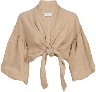 Mr Mood Top manches bouffantes &agrave; nouer en lin