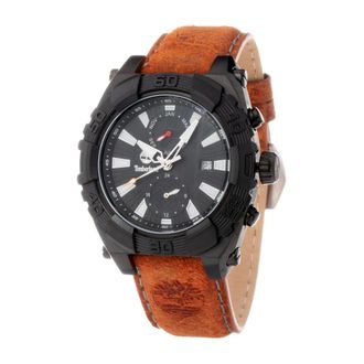 Timberland Homme, Accessoires, Brun, Taille: ONE Size Montre &agrave; Quartz avec Bracelet en Cuir Noir