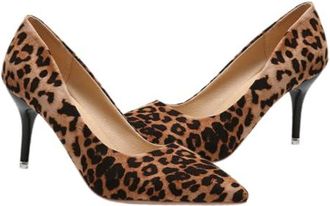 BESTONZON Escarpins &agrave; Talons Hauts pour Femmes Taille 37 Imprim&eacute; L&eacute;opard Bout Ferm&eacute; en Mat&eacute;riau Synth&eacute;tique Chaussures Mode pour Soir&eacute;e Mariage et Occasions &Eacute;l&eacute;